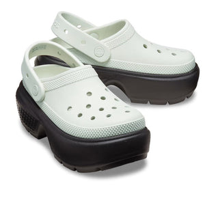 Crocs Stomp Classic Clog Adults Black Linen 2 Tone Platform Clearance
